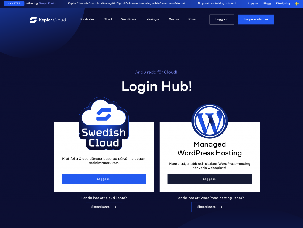 Vägledning: Skapa och hantera en webbplats i Kepler Hosting - Kepler Cloud