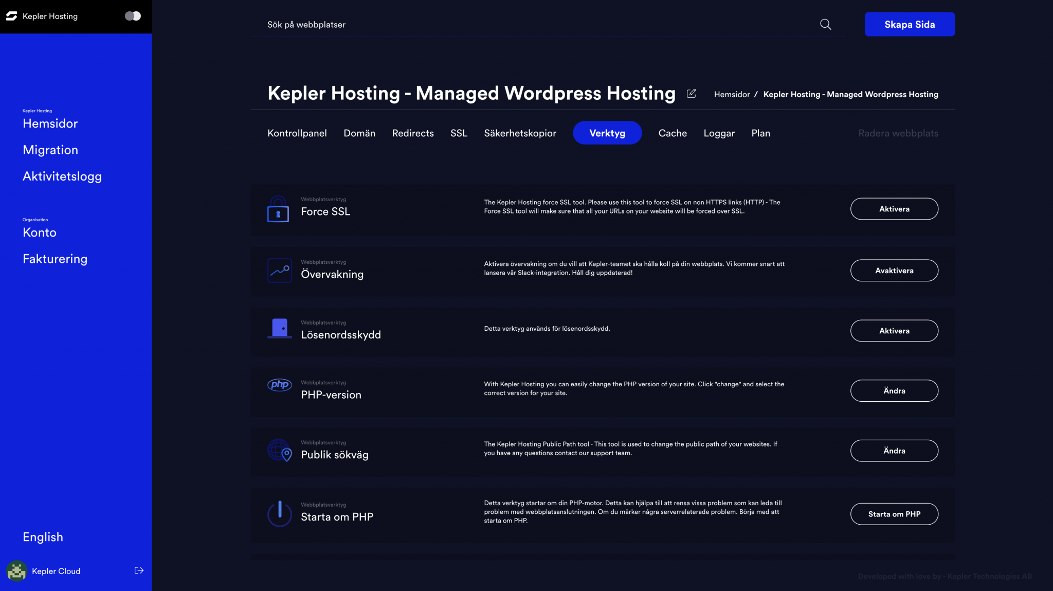 WordPress Webbhotell - Bygg en hemsida med Kepler Cloud